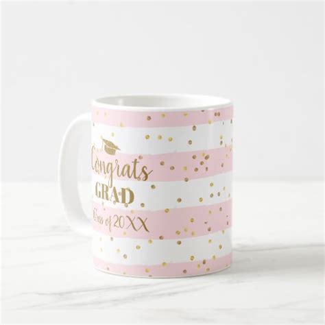 Graduation Congrats Grad Gold Glitter Stripes Coffee Mug Zazzle
