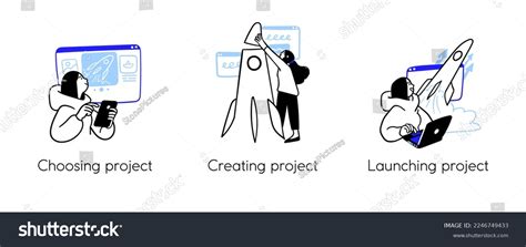 Programming Illustration Set Different Characters Working Stock Vector