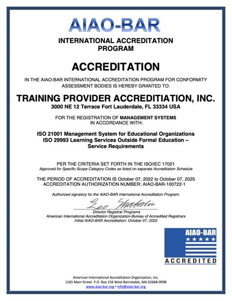 Training Provider Accreditation Inc Aiao Bar