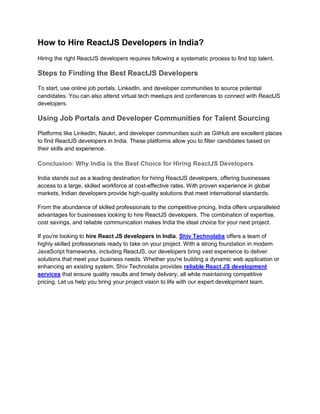 Why Hiring ReactJS Developers In India Is A Smart Choice PDF