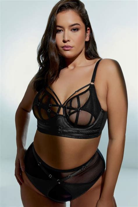 Playful Promises Eddie Black Mesh Crossover Balcony Bra Yours Clothing