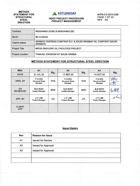 Mip6 Cv 0013 008 Method Statement For Structural Steel Erection Rev