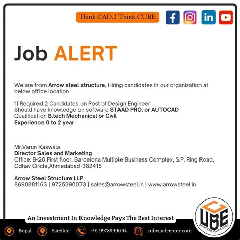 Cube Cad Center ™ Ahmedabad On Linkedin Job Design Cubecadcenter Jobalert Staadpro