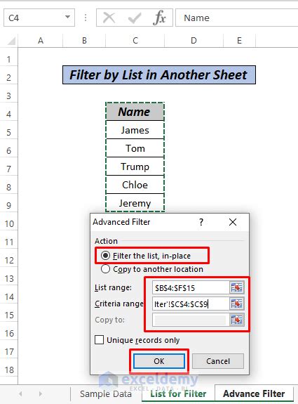 How To Filter By List In Another Sheet In Excel 2 Methods Exceldemy