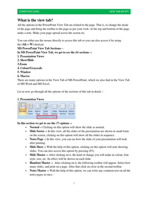 some best and helpful notes of powerpoint view tab pdf microsoft power point computer science
