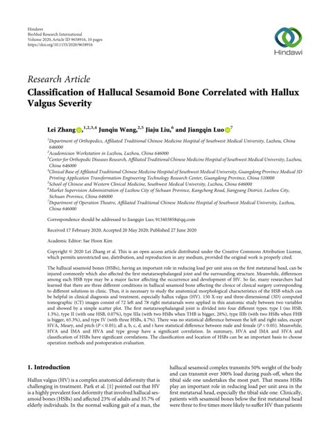 Pdf Classification Of Hallucal Sesamoid Bone Correlated With Hallux