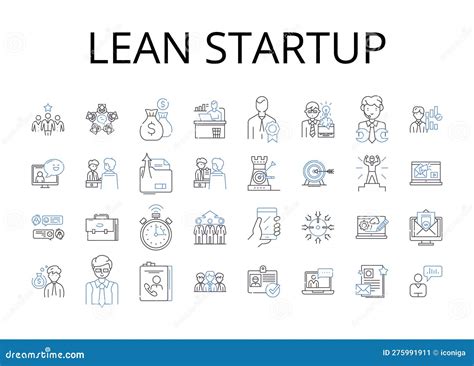 Lean Startup Line Icons Collection Agile Development Scrum