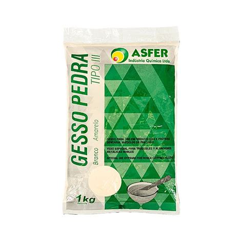 Gesso Pedra Amarelo Tipo III 1kg Asfer Medical Place Loja De