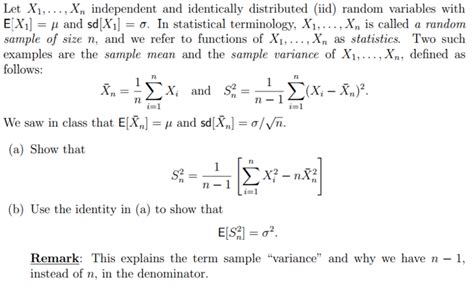 Solved Let X1 Xn Independent And Identically