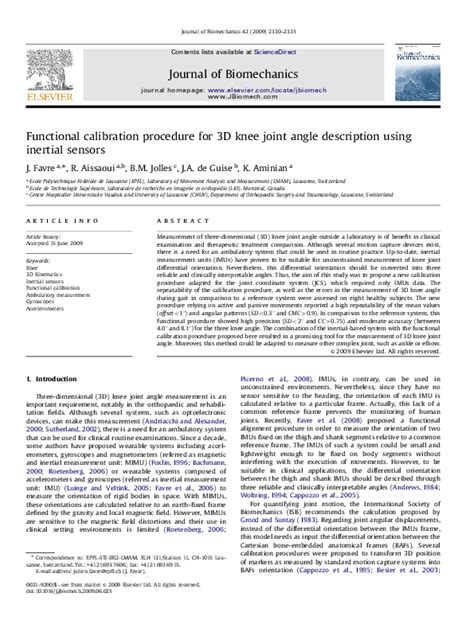 Pdf Functional Calibration Procedure For 3d Knee Joint Angle Description Using Inertial Sensors