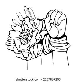 Bondage Hands Hands Tied Rope Illustration Stock Vector Royalty Free Shutterstock