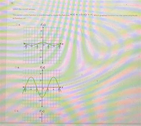 Solved 13 Select The Correct Answer The Parent Cosine Function Is
