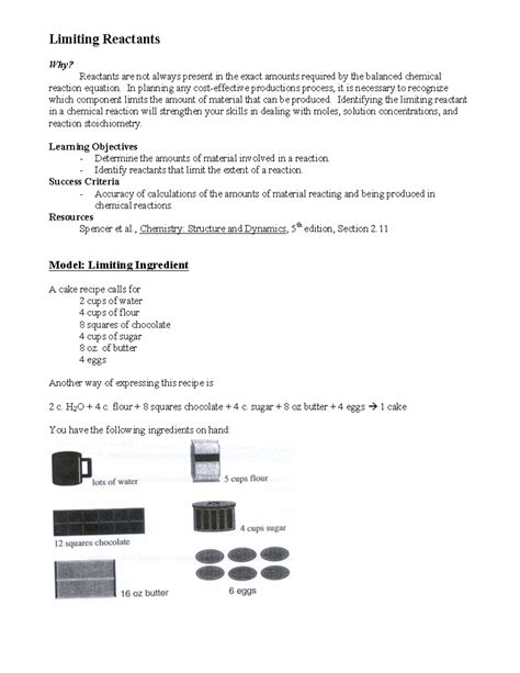 Activity 3 Identifying Limiting Reactants In Chemical Reactions Studocu