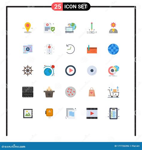 Mobile Interface Flat Color Set Of 25 Pictograms Of Customer Draw Allocation Graphic Design