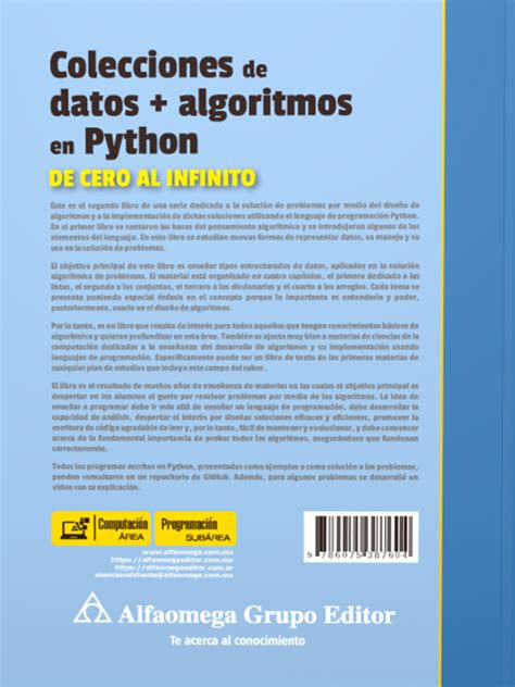 COLECCIONES DE DATOS ALGORITMOS EN PYTHON De Cero Al Infinito