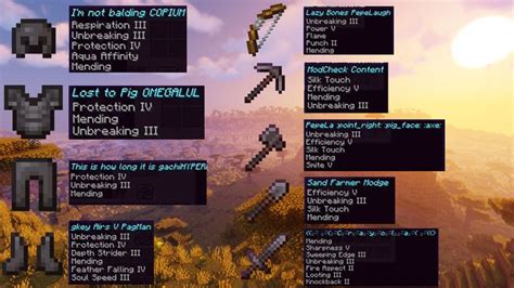 Minecraft Armor And Tool Enchants Minecraft Tips Minecraft