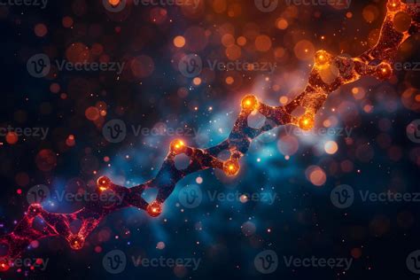 Abstract Representation Of Molecular Structure With Glowing Connections