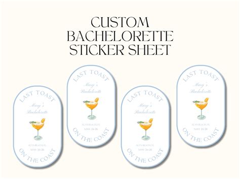 Custom Bachelorette Sticker Sheet Coastal Bachelorette Party Stickers For Bridal Party