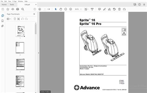 Advance Sprite 16 Sprite 16 Pro Instructions For Use Manual 56091026