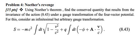solved problem 4 noether s revenge [15 pts] using noether s