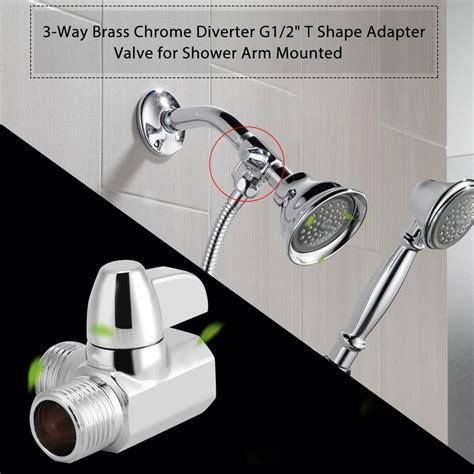 Ylshrf Shower Diverter 3 Way Brass Chrome Diverter G1 2 T Shape Adapter