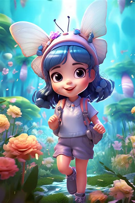 追蝴蝶的小女孩高清图片下载 包图网