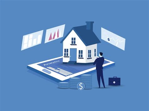 Premium Vector Mobile Online Real Estate Data Analysis Vector Illustration