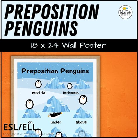 Preposition Penguins Wall Poster Prepositions Poster For English And