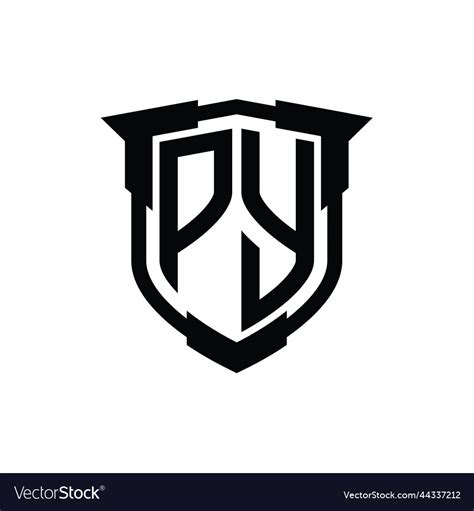 Py Logo Monogram Letter With Shield Shape Design Vector Image