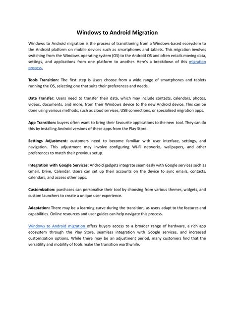 Ppt Windows To Android Migration Powerpoint Presentation Free