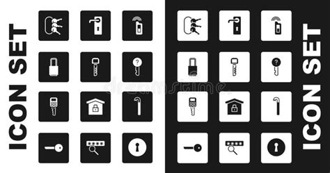 Set Car Key With Remote Key Lock Bunch Of Keys Undefined Door Handle Crowbar And Icon