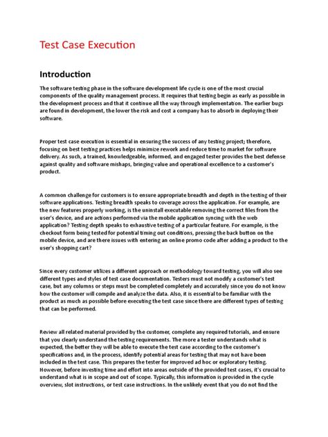 Test Case Execution Pdf Software Testing Information Technology