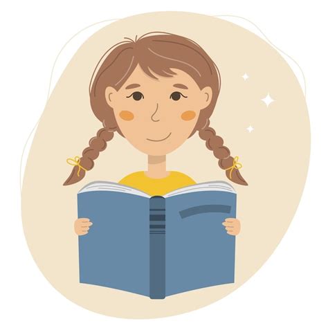 Ilustração vetorial de uma menina lendo um livro Vetor Premium