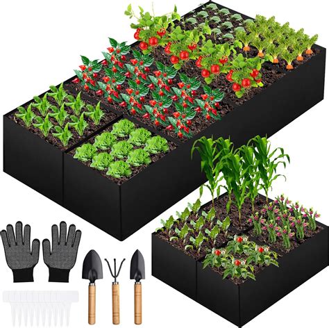 Fabric Raised Garden Bed Large Garden Grow Bags Rectangle Breathable