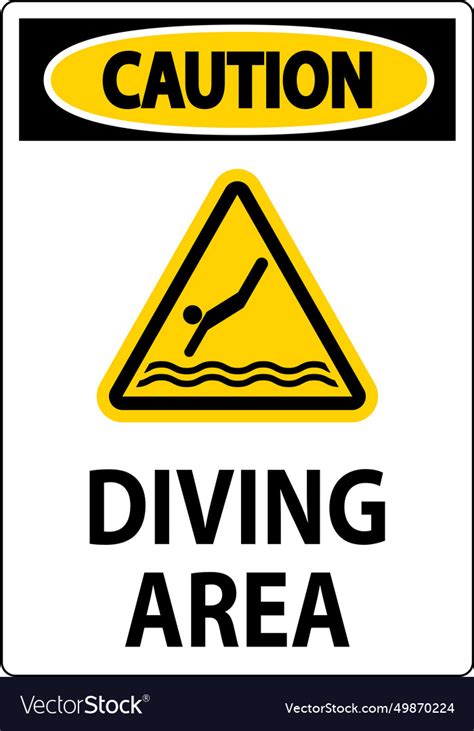Water Safety Sign Caution Diving Area Royalty Free Vector
