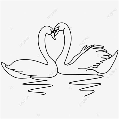 Lineart рисунок животных лебедь Png и Psd