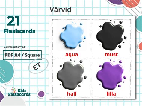 21 Free Colors Flashcards Pdf Estonian Words