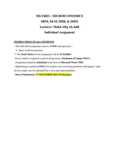 Assignment Individual Assignment Sept Mgt Microeconomics