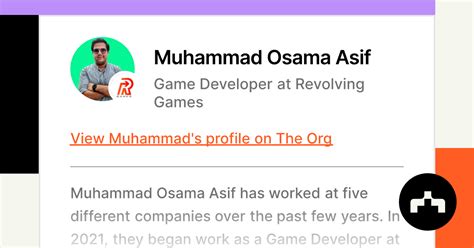 Muhammad Osama Asif Game Developer At Revolving Games The Org