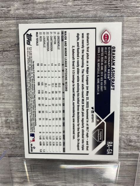 2023 Topps Chrome Rookie Auto Graham Ashcraft Ra Ga Rookie Auto Rc Ebay