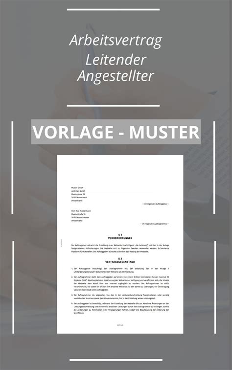 Arbeitsvertrag Leitender Angestellter Muster Vorlage