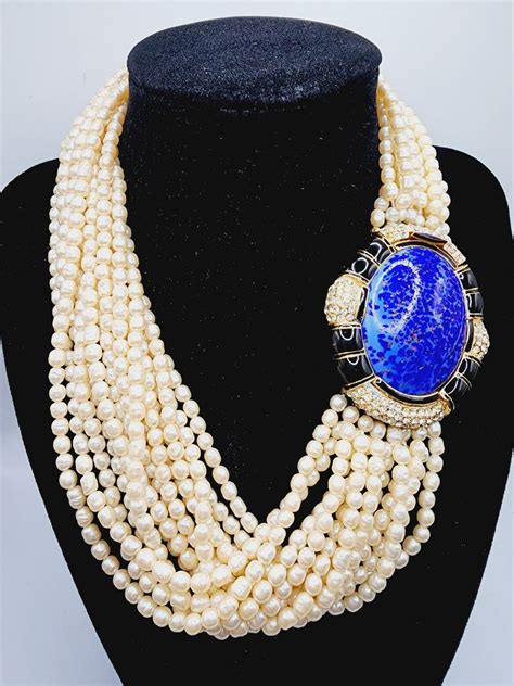 Rare 1970s Vintage Huge Rhinestone Clasp Glass Bead… Gem