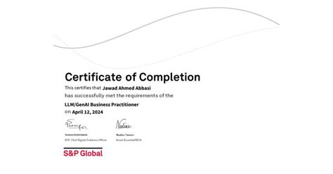 Jawad Ahmed Abbasi On Linkedin Llmgenai Business Practitioner • Jawad Ahmed Abbasi • Sandp Global