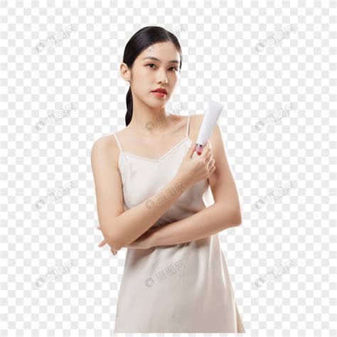 스킨 케어 제품을 가진 소녀 Png 일러스트 무료 다운로드 Lovepik