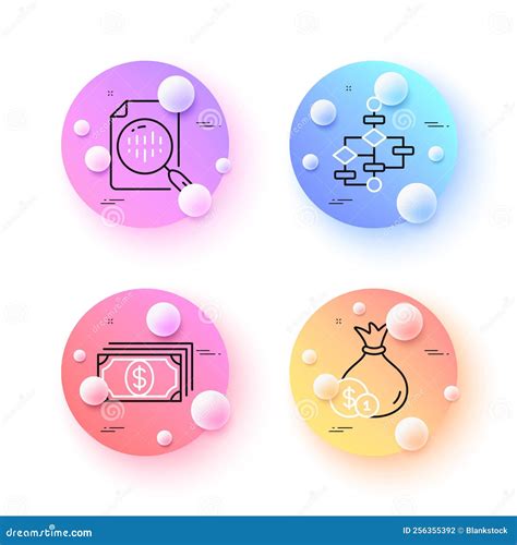 Block Diagram Analytics Chart And Payment Minimal Line Icons For Web