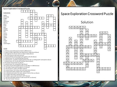 Space Exploration Crossword Puzzle Worksheet Activity Teaching Resources