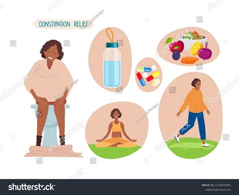 Prevention Constipation Good Habits Healthy Nutrition Stock Vector