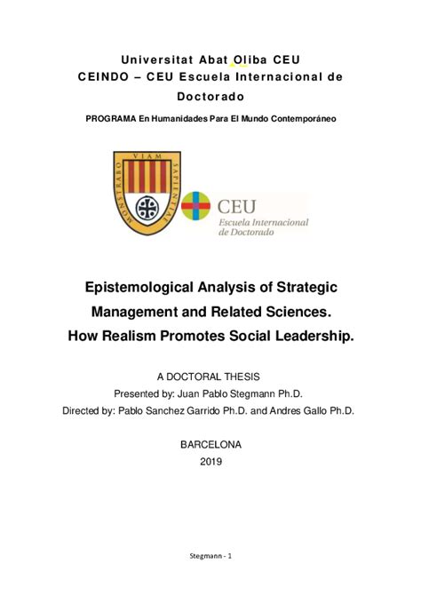 Pdf Epistemological Analysis Of Strategic Management And Related Sciences How Realism