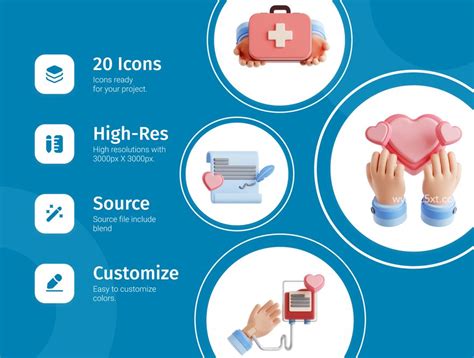 爱心慈善医疗救助的3D图标模型素材 25学堂