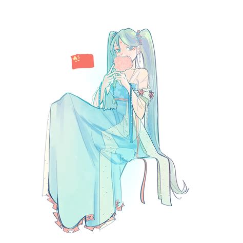 Hatsune Miku Vocaloid Highres Aqua Dress Aqua Eyes Aqua Hair Bare Shoulders Covering Own